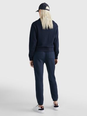 1985 Trui Met Logo En Halve Rits Blauw Tommy Hilfiger
