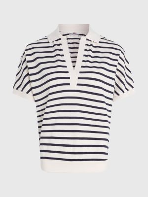 Stripe Relaxed Fit Polo White Tommy Hilfiger