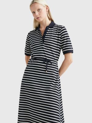Relaxed Fit Halbarm Polokleid Mit Streifen Blau Tommy Hilfiger
