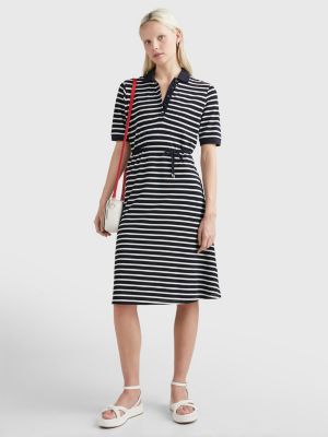 Relaxed Fit Halbarm Polokleid Mit Streifen Blau Tommy Hilfiger