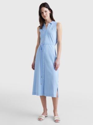 Sleeveless Slim Polo Midi Dress Blue Tommy Hilfiger