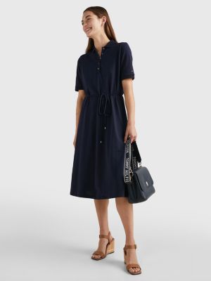 Relaxed Fit Halbarm Polokleid Mit Spitze Blau Tommy Hilfiger