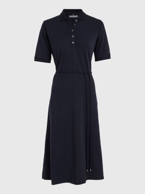 Relaxed Fit Halbarm Polokleid Mit Spitze Blau Tommy Hilfiger