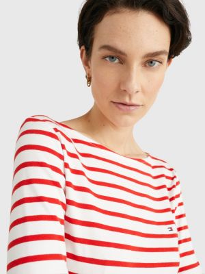 Slim Fit Top Mit U Boot Ausschnitt Weiß Tommy Hilfiger