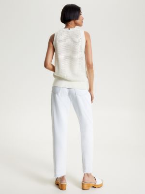 Open Knit Tank Top White Tommy Hilfiger