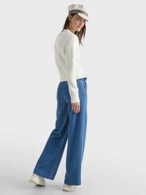 Intarsia Trui Met Ronde Hals Wit Tommy Hilfiger