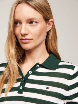 Stripe Knit Regular Fit Polo Green Tommy Hilfiger