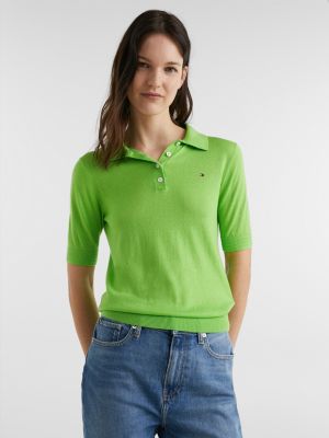 Kurzarm Pullover Mit Polokragen GrÜn Tommy Hilfiger