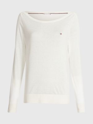Katoenen Jersey Trui Met Boothals Beige Tommy Hilfiger