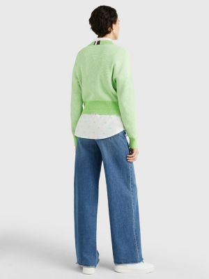 Relaxed Fit Cropped Fit Pullover GrÜn Tommy Hilfiger