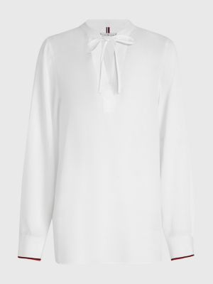 Regular Fit Krepp Bluse Mit Tommy Tape Weiß Tommy Hilfiger