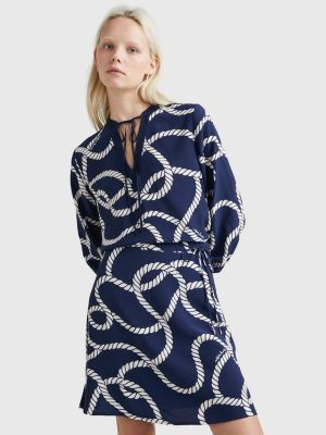 Regular Fit Bluse Mit Seil Print Blau Tommy Hilfiger