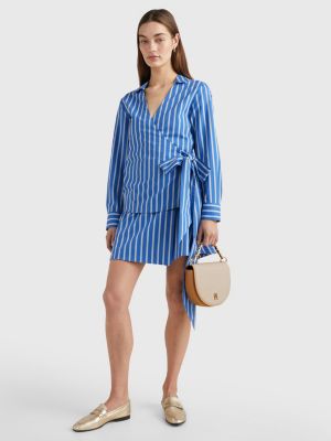 Stripe Wrap Regular Fit Blouse Blue Tommy Hilfiger