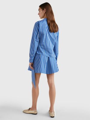 Gestreifte Regular Fit Wickelbluse Blau Tommy Hilfiger