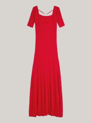 Ribbed Relaxed Maxi Sweater Dress Red Tommy Hilfiger