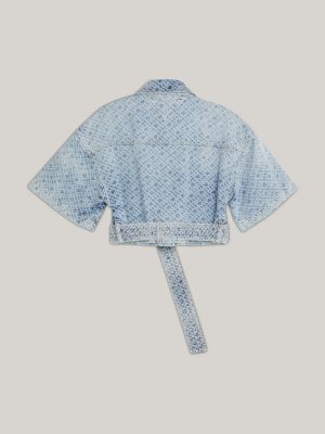 Cropped Fit Kurzarm Jeansbluse Mit Monogramm Denim Tommy Hilfiger