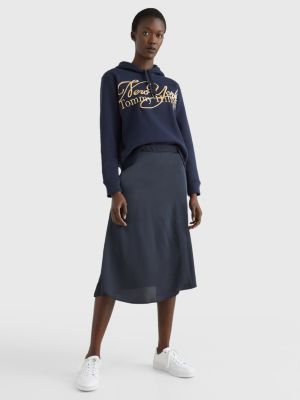 Hoodie Mit Metallic Logo Blau Tommy Hilfiger