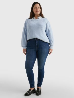 Jersey Curve Amplio Con Cuello Barco Azul Tommy Hilfiger