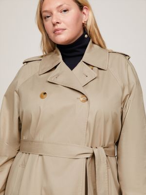 Curve Double Breasted Trench Coat Beige Tommy Hilfiger