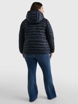 Curve Quilted Jack Met Capuchon Blauw Tommy Hilfiger