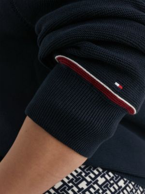 Pullover Curve Relaxed Fit Con Nastro Iconico Blu Tommy Hilfiger
