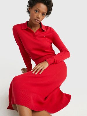 Polo Sweater Midi Dress Red Tommy Hilfiger