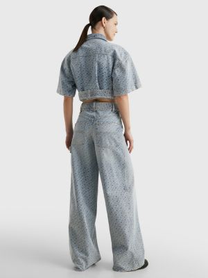 Crest Wide Leg Monogram Jeans Denim Tommy Hilfiger