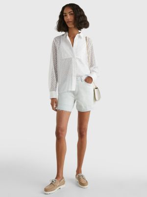 Lace Monogram Relaxed Fit Blouse White Tommy Hilfiger