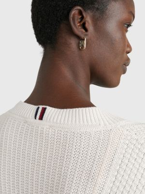 Relaxed Fit Pullover Mit Struktur Webung Beige Tommy Hilfiger
