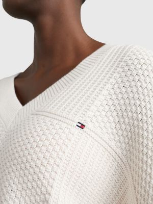 Relaxed Fit Pullover Mit Struktur Webung Beige Tommy Hilfiger