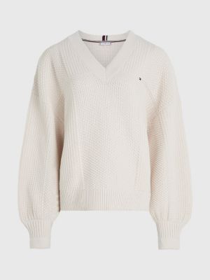 Relaxed Fit Pullover Mit Struktur Webung Beige Tommy Hilfiger