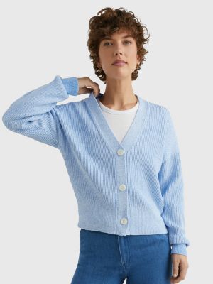 Cropped Relaxed Fit Cardigan Blau Tommy Hilfiger