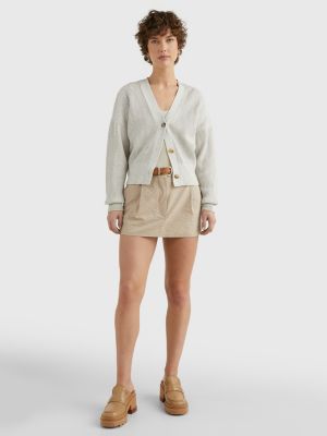 Cropped Relaxed Fit Cardigan Khaki Tommy Hilfiger