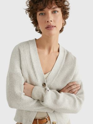 Cropped Relaxed Fit Cardigan Khaki Tommy Hilfiger