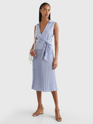 Ithaca Stripe Regular Fit Wrap Blouse Blue Tommy Hilfiger