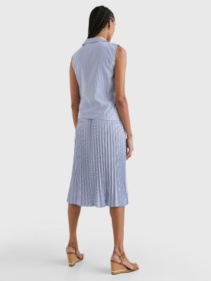 Ithaca Stripe Regular Fit Wrap Blouse Blue Tommy Hilfiger