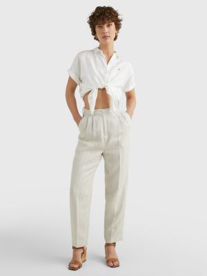 Chemise Coupe Standard En Lin Manches Courtes Blanc Tommy Hilfiger
