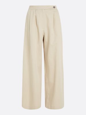 Hose Mit Weitem Bein Und Falten Khaki Tommy Hilfiger