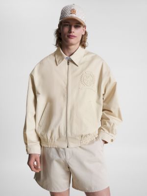 Crest Relaxed Fit Twill Coach Jacket Beige Tommy Hilfiger