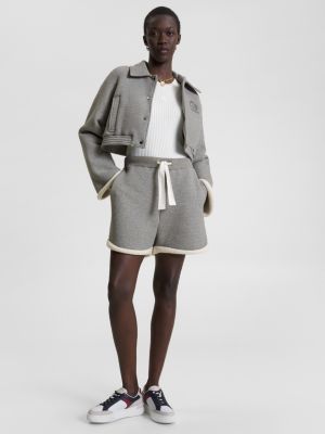 Crest Classics Cropped Relaxed Fit Jacket Grey Tommy Hilfiger