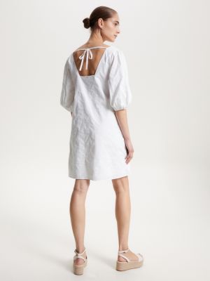Knielanges Kleid Mit Puffärmeln Weiß Tommy Hilfiger