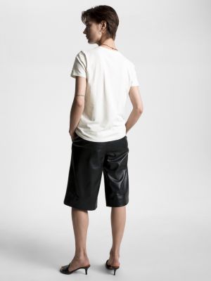 Signature Frosted Logo T Shirt White Tommy Hilfiger