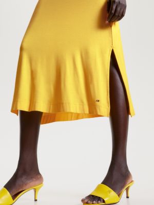 Abito Midi Con Dettagli Cut Out In Vita Giallo Tommy Hilfiger