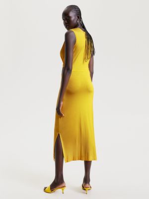 Vestido Midi Con Detalle Cut Out Amarillo Tommy Hilfiger