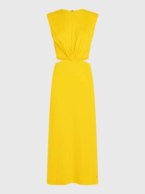 Abito Midi Con Dettagli Cut Out In Vita Giallo Tommy Hilfiger