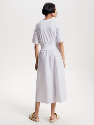 Fit And Flare Kleid Aus Popeline Weiß Tommy Hilfiger