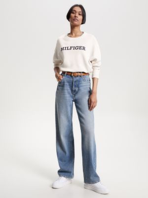 Hilfiger Monotype Embroidery Sweatshirt Beige Tommy Hilfiger