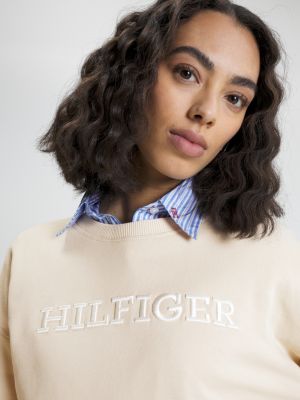 Sweatshirt Mit Hilfiger Monotype Stickerei Beige Tommy Hilfiger