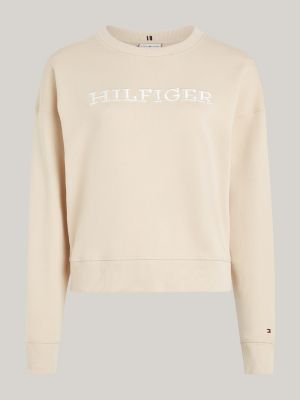 Sweatshirt Mit Hilfiger Monotype Stickerei Beige Tommy Hilfiger