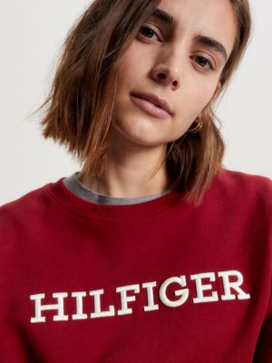 Sweatshirt Mit Hilfiger Monotype Stickerei Rot Tommy Hilfiger